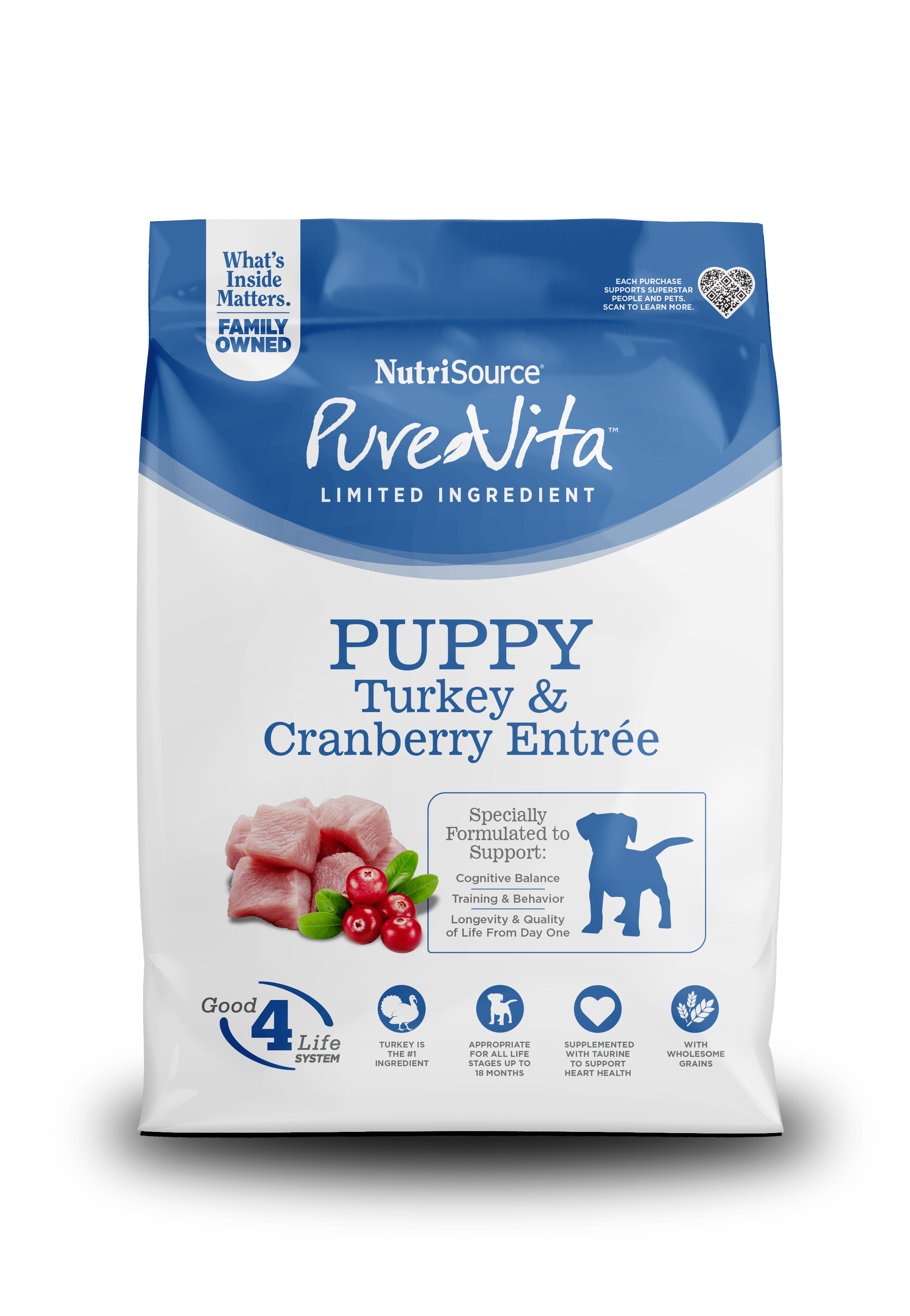 NutriSource PureVita Puppy Turkey & Cranberry Dry Dog Food